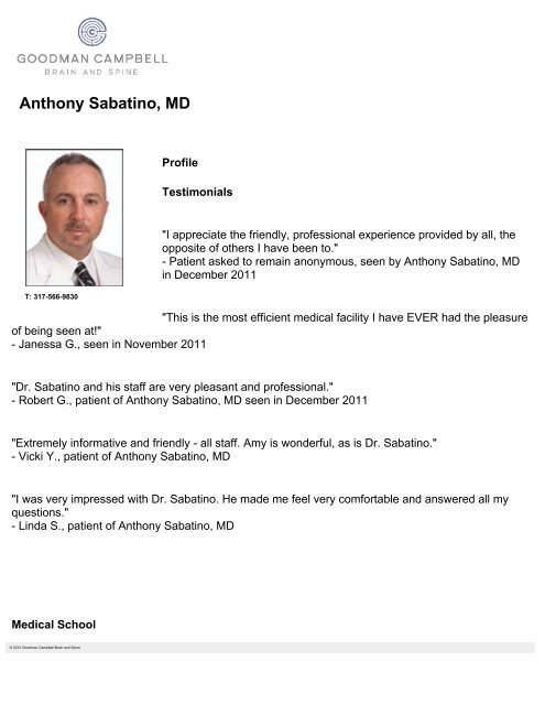 Anthony Sabatino, MD - Goodman Campbell Brain and Spine