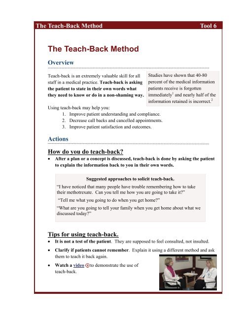 Tool 6: The Teach-Back Method
