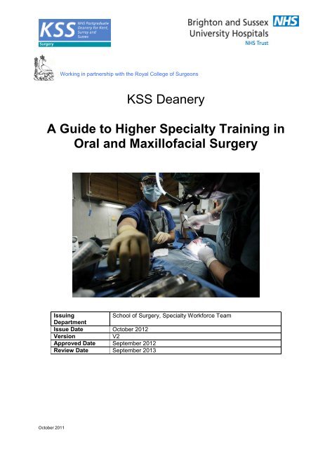 KSS Deanery A Guide to Higher Specialty Training in Oral and ...