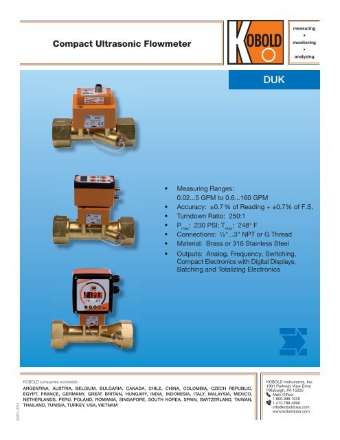 DUK COMPACT ULTRASONIC FLOWMETER - Kobold