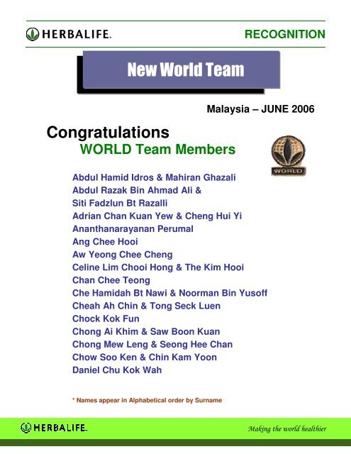 New World Team - Herbalife