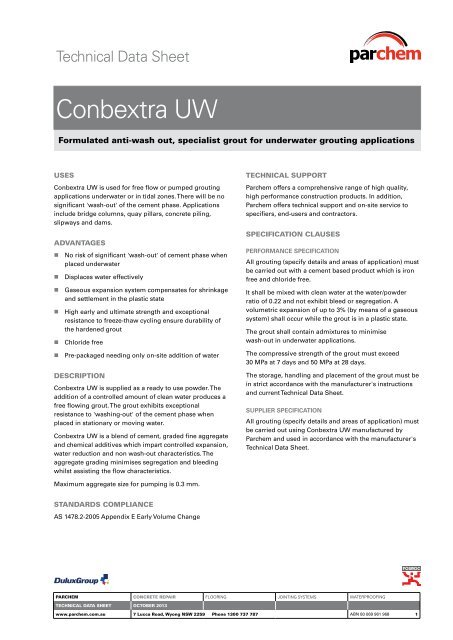 Conbextra UW TDS - Parchem