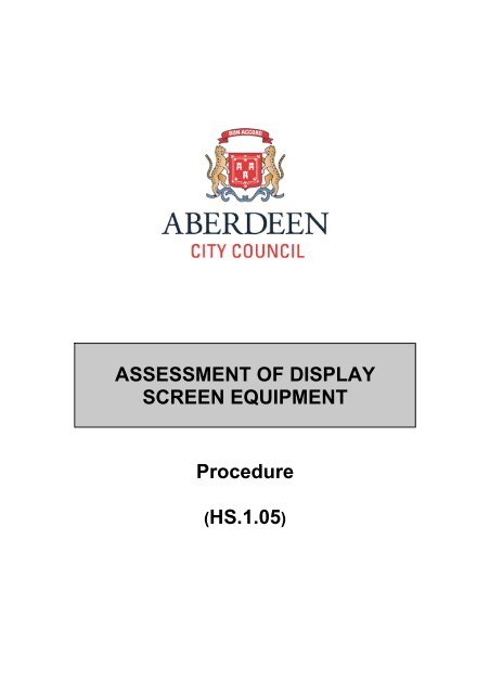 Assessment of Display Screen Equipment (DSE) Procedure - EIS