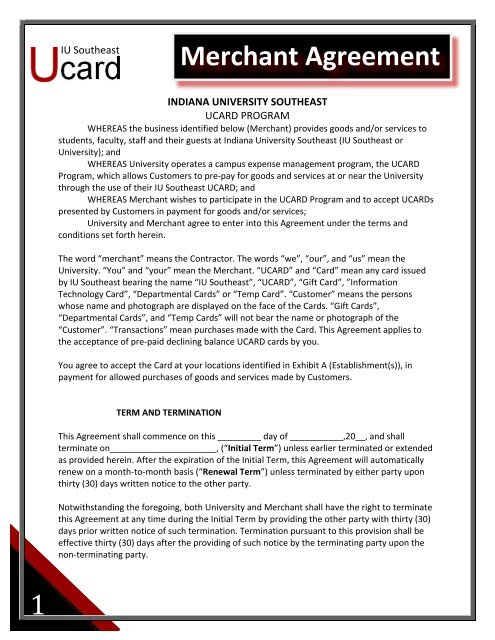 Merchant Agreement Template