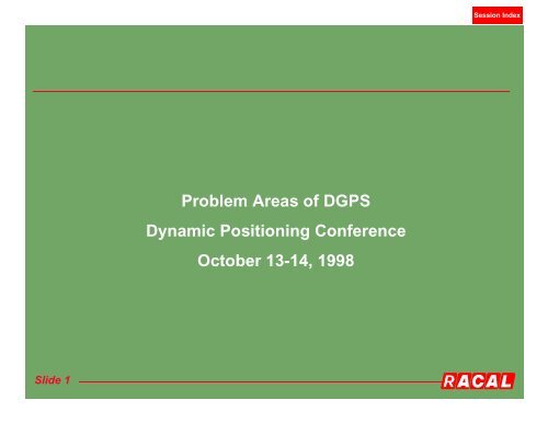 Problem Areas of DGPS Dynamic Positioning Conference October ...