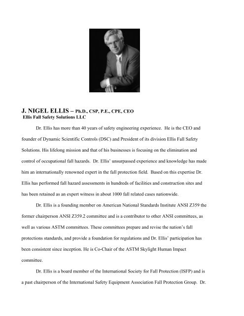 J. NIGEL ELLIS - Ellis Fall Safety Solutions
