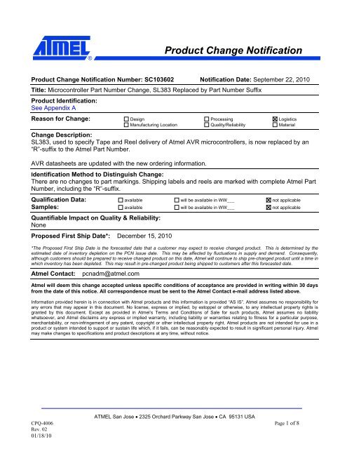 Product Change Notification - Ineltek