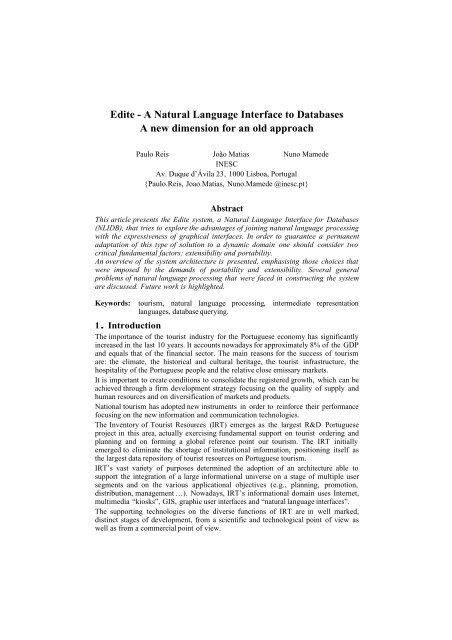 A natural language interface to databases - the Spoken Language ...