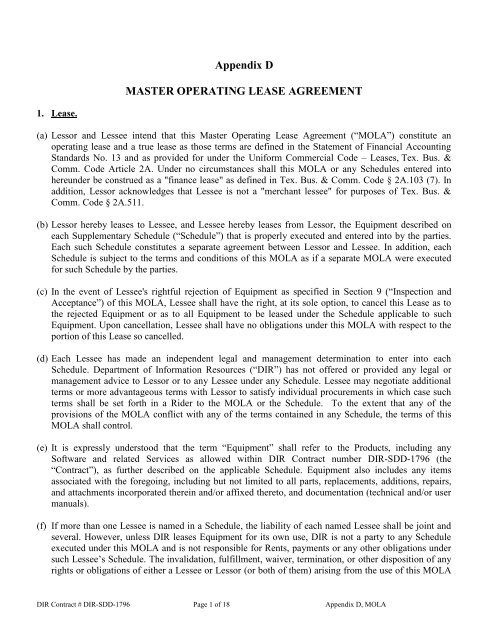 master lease agreement - Texas Department of Information Resources