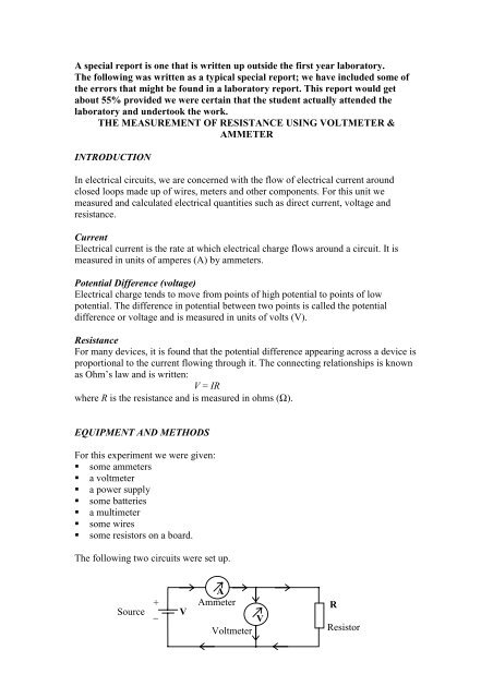 the measurement of resistance using voltmeter & ammeter the measurement of resistance using voltmeter & ammeter
