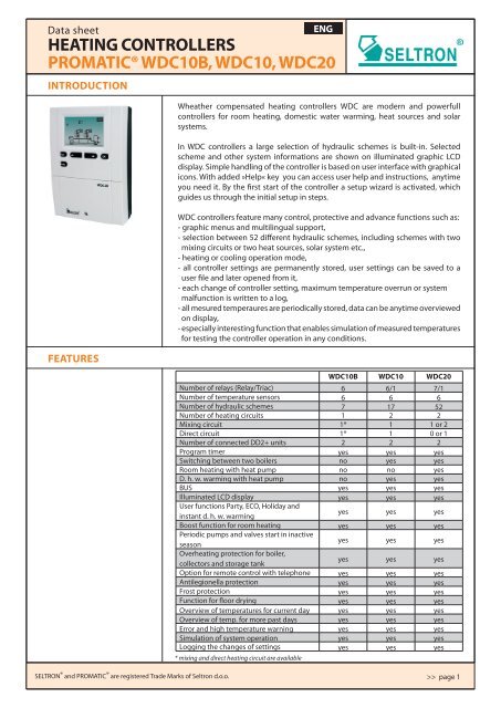 regulator ogrevanja promixÂ® amc05, amc10 ... - Seltron controllers