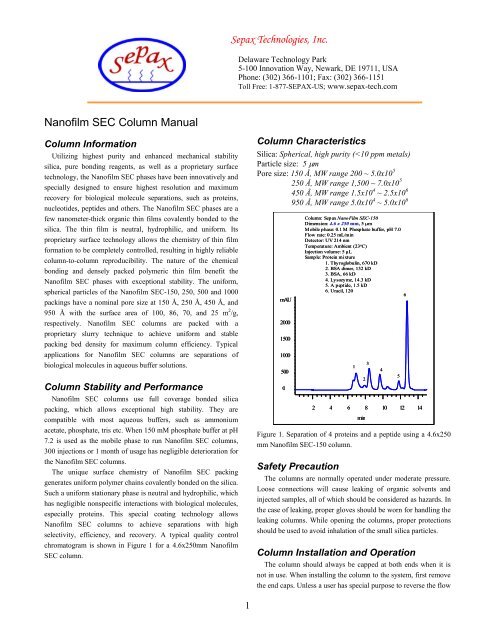 Nanofilm SEC Column Manual Sepax Technologies, Inc.