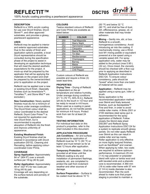 R2-050311 Reflectit Data Sheet - dsc705 - Dryvit
