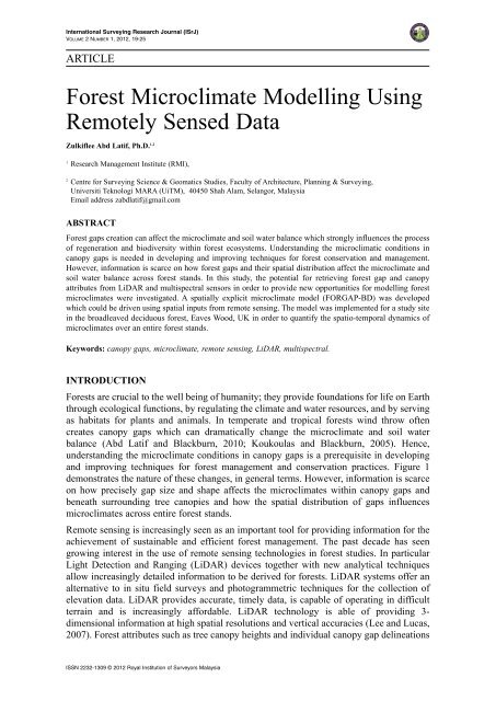 Forest Microclimate Modelling Using Remotely Sensed Data