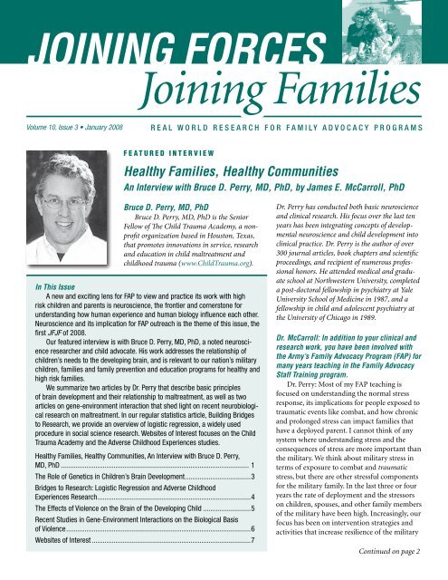 An Interview With Bruce D. Perry, MD, PhD - Center for the Study of ...