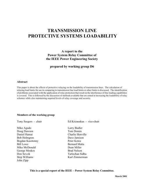 Transmission Line Relay Loadability