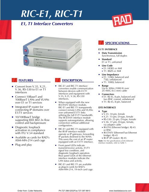RIC-E1, RIC-T1 - Cutter Networks
