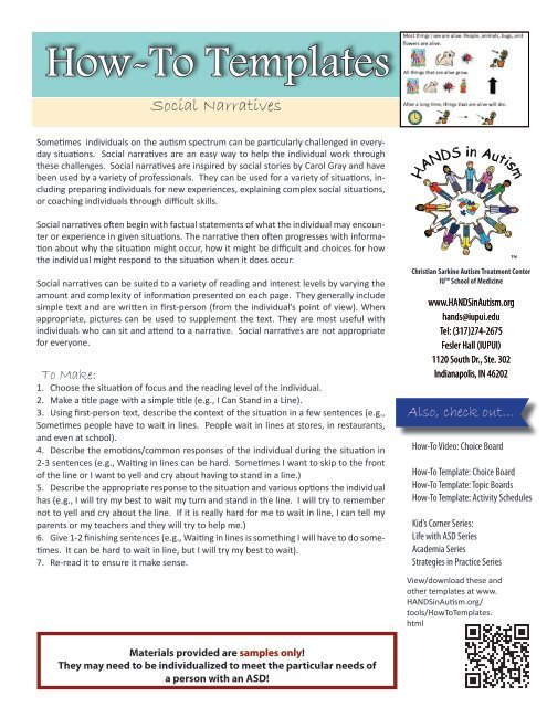 Social Narratives - HANDS in Autism