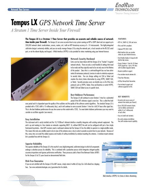 Tempus LX GPS Network Time Server - EndRun Technologies