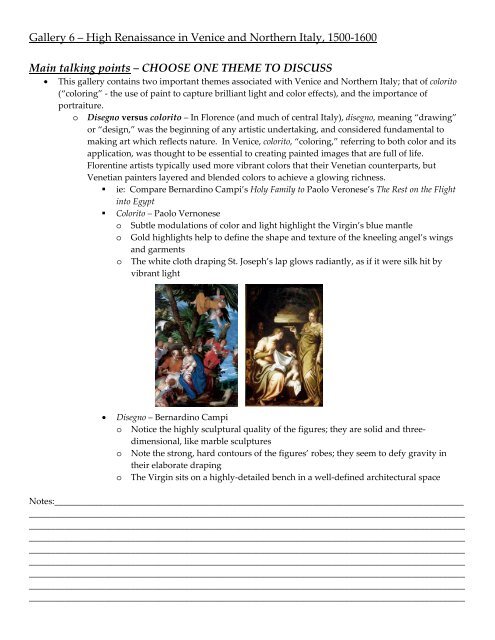 High Renaissance and Mannerist Art in Florence