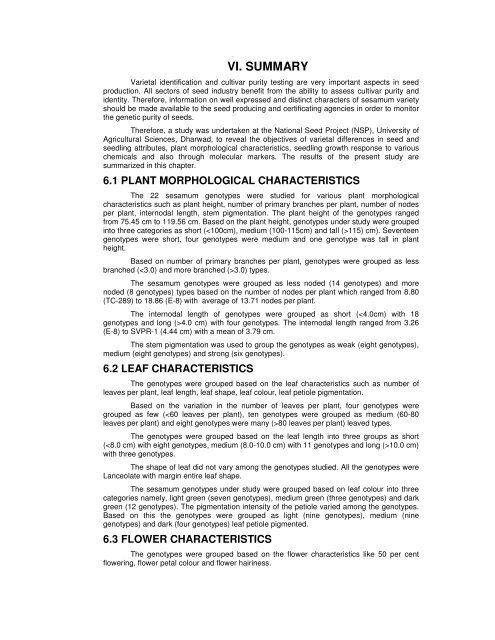 characterization of sesame genotypes through morphological ...