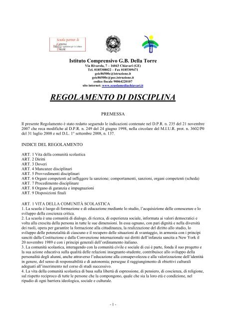 Istituto Comprensivo Chiavari I - Scuolamediachiavari.it Istituto Comprensivo Chiavari I - Scuolamediachiavari.it