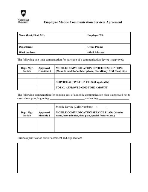 Employee Mobile Communication Services Agreement