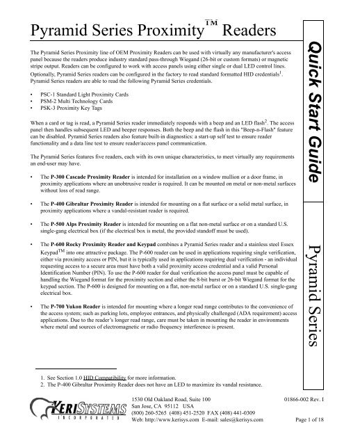 Quick Start Guide - Keri Systems