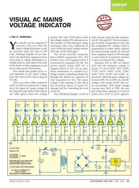 VISUAL AC MAINS VOLTAGE INDICATOR VISUAL AC MAINS VOLTAGE INDICATOR