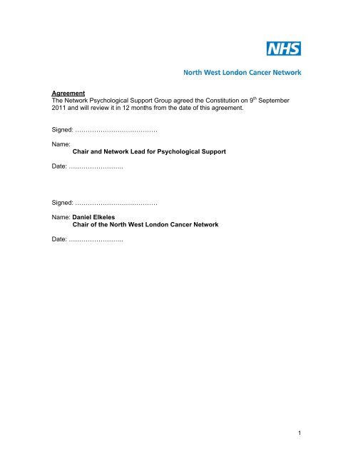Agreement The Network Psychological Support ... - Nwlcn.nhs.uk