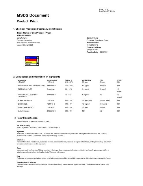 MSDS Document - Facilities Operations