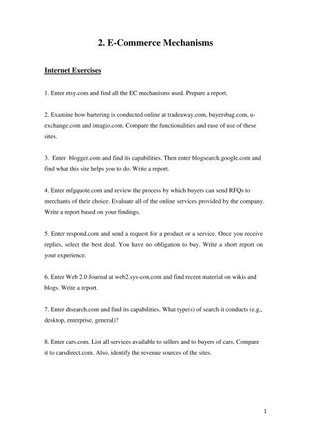 2. E-Commerce Mechanisms - MSc 2. E-Commerce Mechanisms - MSc