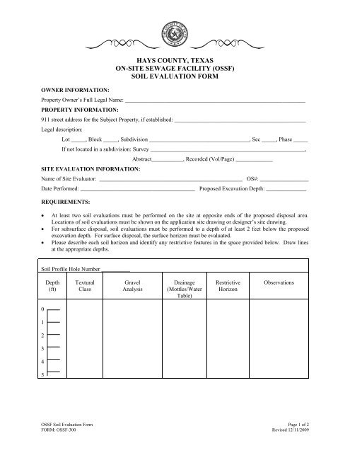 FORM OSSF-300-OSSF Soil Evaluation Form (1-11-10).pdf