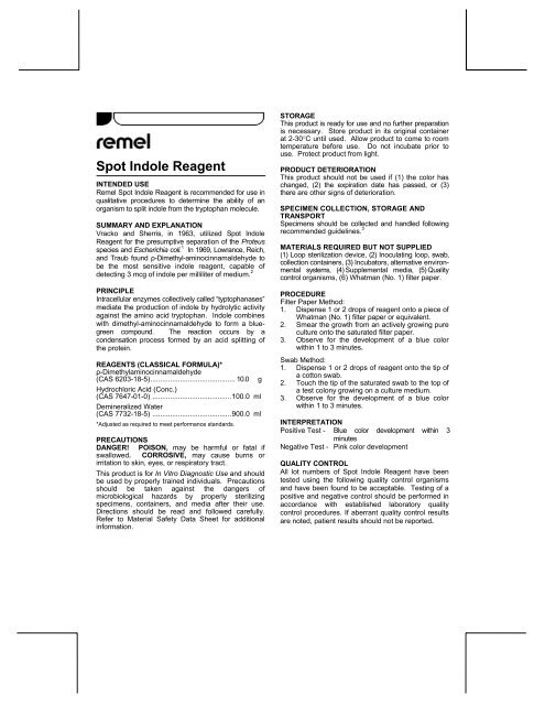 Spot Indole Negative