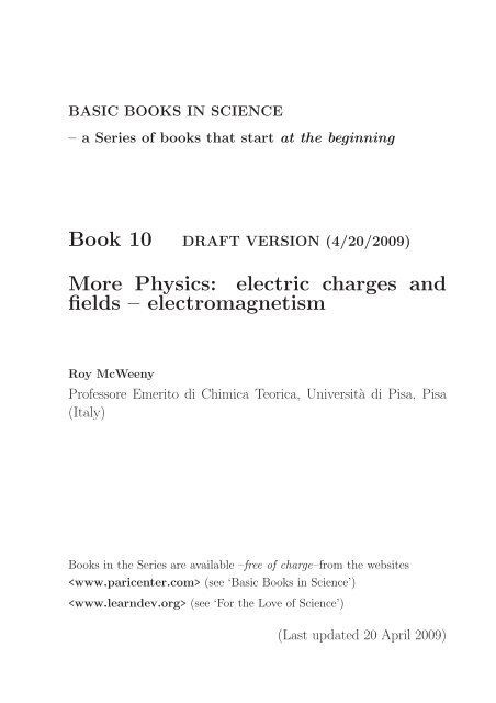 Book 10 More Physics: electric charges and fields â electromagnetism