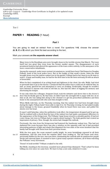 PAPER 1 READING - Assets - Cambridge - Cambridge University ...