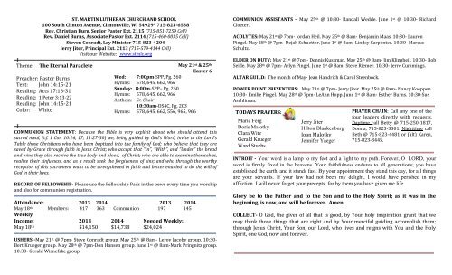 Weekly Bulletin - St. Martin Lutheran Church and School