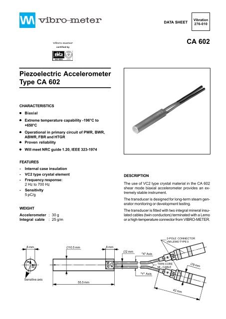 CA 602 Piezoelectric Accelerometer Type CA 602 - Vibro-Meter