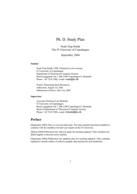 Ph. D. Study Plan