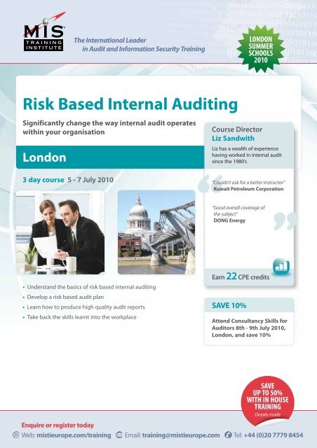 Risk Based Internal Auditing - MIS Training