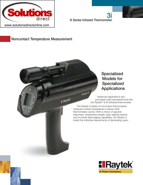 Raytek Raynger 3i Series Infrared Thermometers ... - Solutions Direct