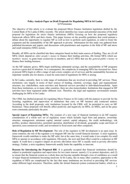 Policy Analysis Paper on Draft Proposals for Regulating ... - Sanvada