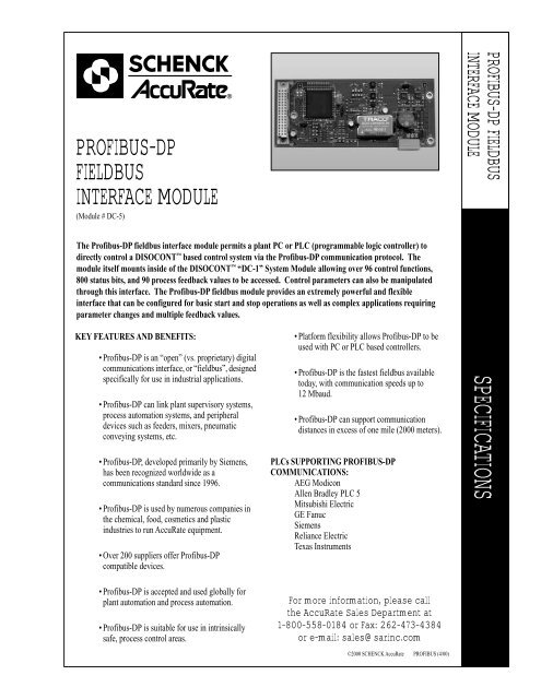 profibus interface module data sheet - Schenck Weighing Systems