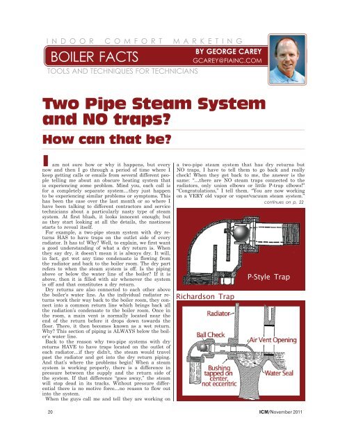Two pipe steam system and no traps - FIA Inc