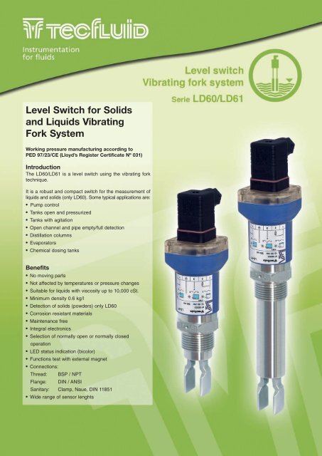 Level Switch for Solids and Liquids Vibrating Fork System - Net