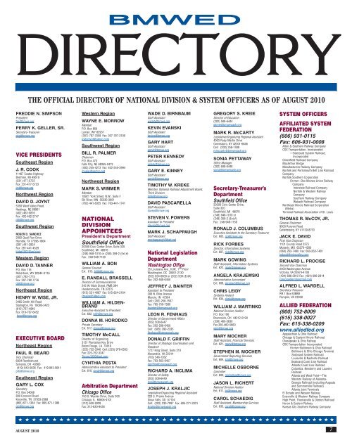 THE OFFICIAL DIRECTORY OF NATIONAL DIVISION & SYSTEM ...