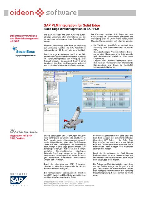 SAP PLM Integration fÃ¼r Solid Edge - CIDEON AG