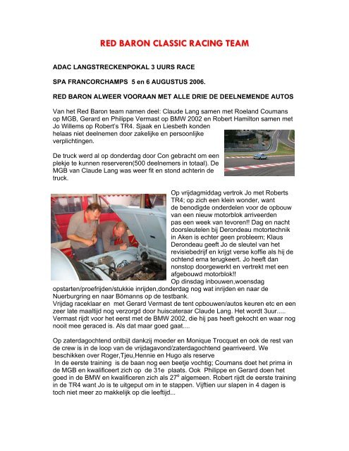 RED BARON CLASSIC RACING TEAM - Red Baron Historics Racing