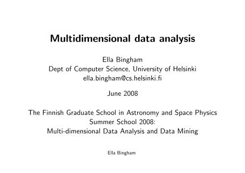 Multidimensional data analysis - Wiki