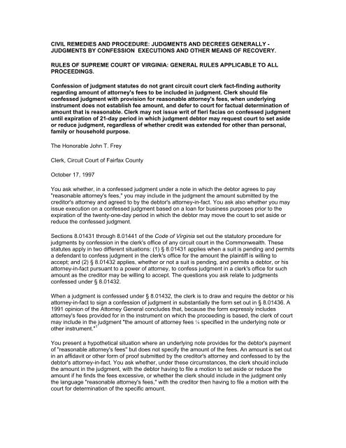 Confession of Judgment - Office of the Attorney General